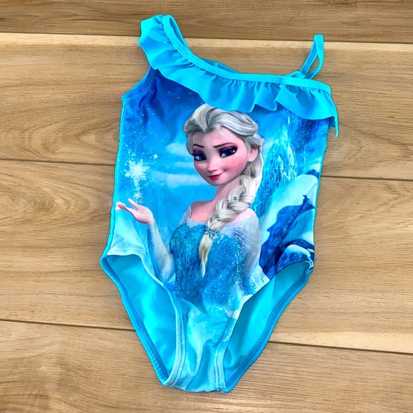 Disney | Swim | Euc Disney Girls Frozen Elsa One Piece Swimsuit Size 34 ...